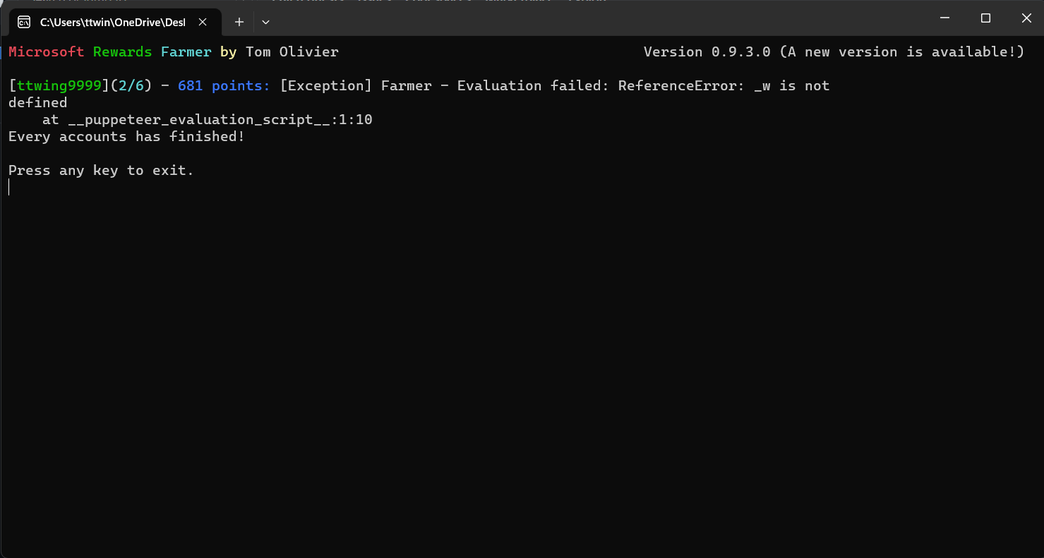 W Is Not Defined · Issue 102 · Tom60chat Microsoft Rewards Farmer