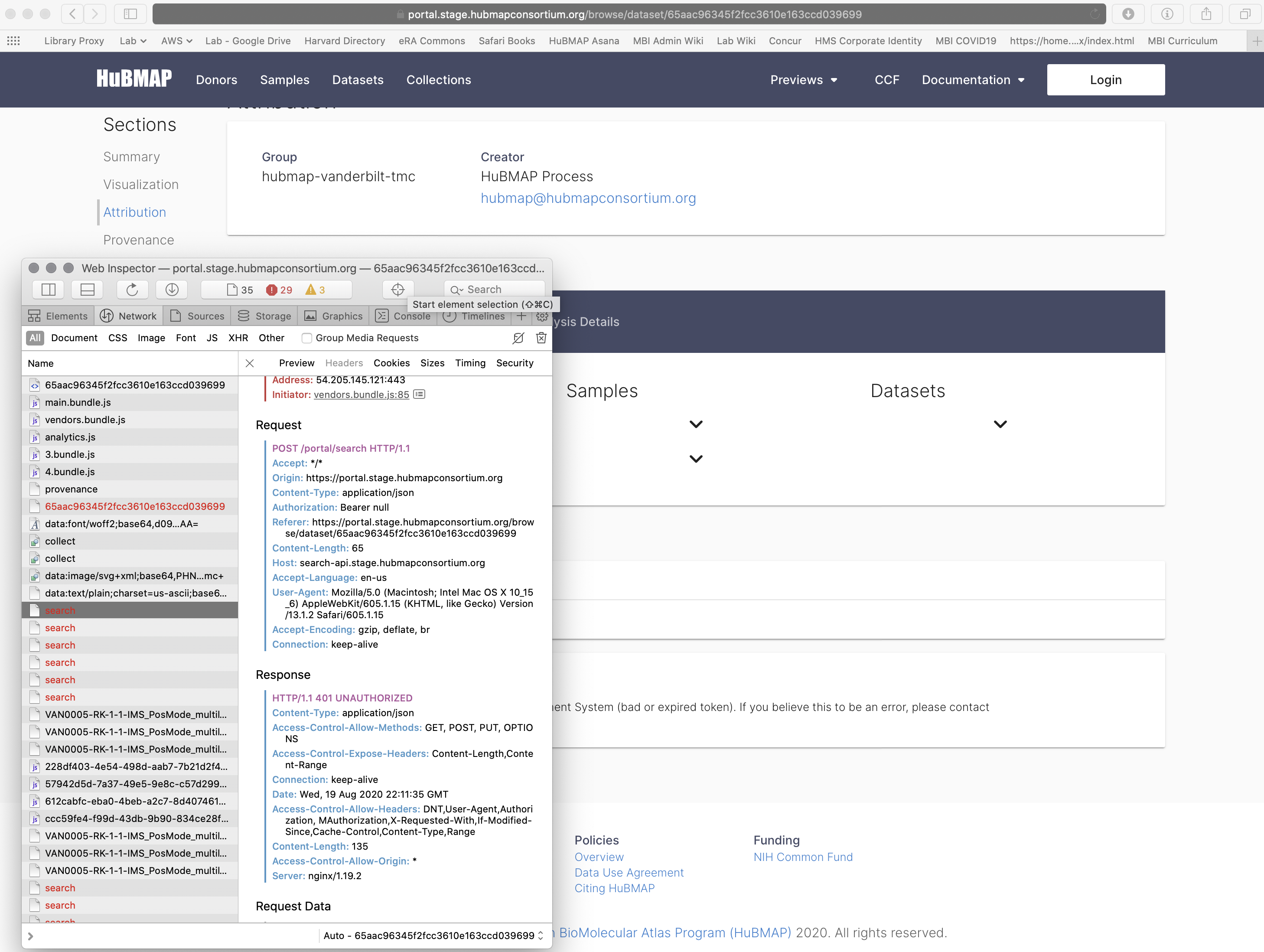 Globus access and provenance table for public datasets do not work · Issue #1085 ...