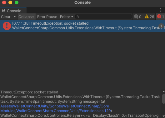 Socket Connection Failed · Issue 80 · Walletconnect Walletconnectunity · Github