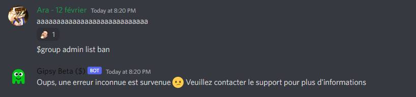 [groups] Some commands lead to an unexpected error · Issue #107 · Curiosity-org/Gipsy · GitHub