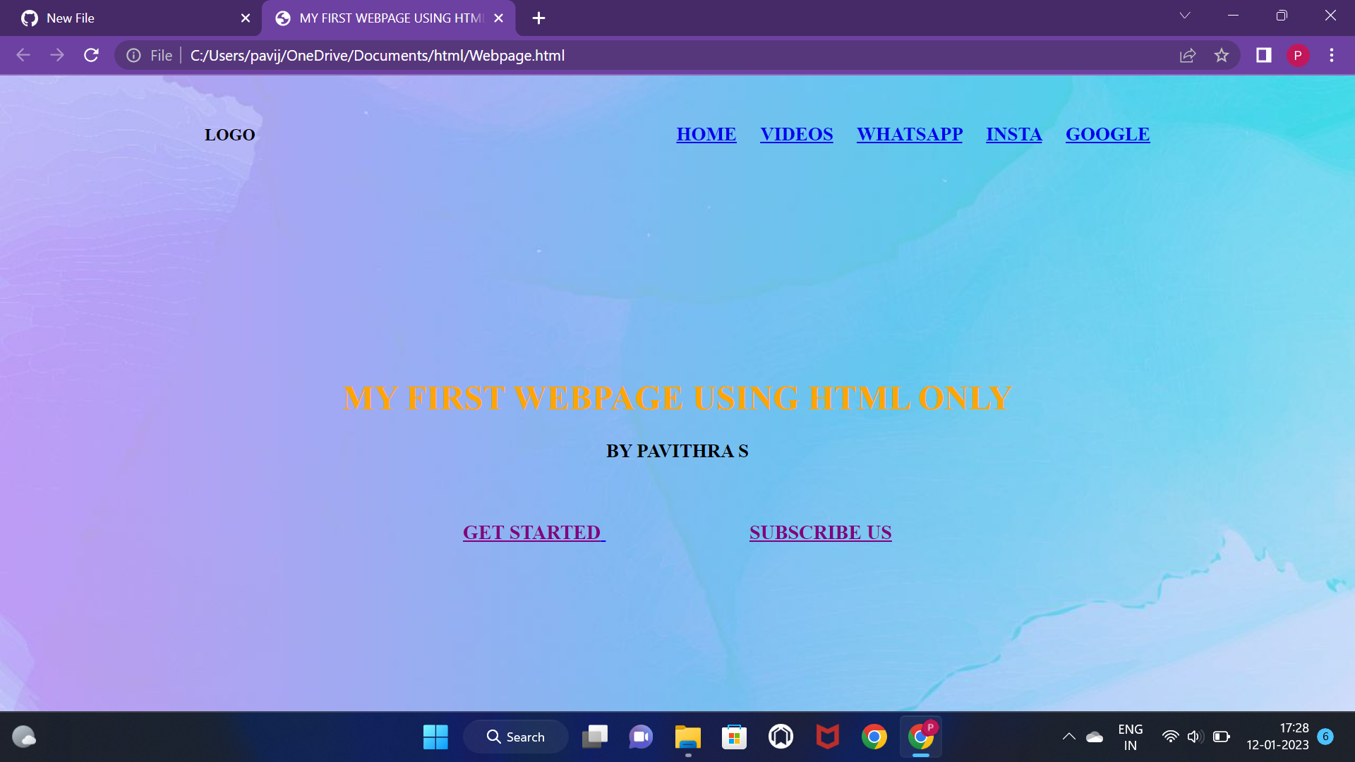 GitHub - Pavithrajoe/sample-webpage-in-html
