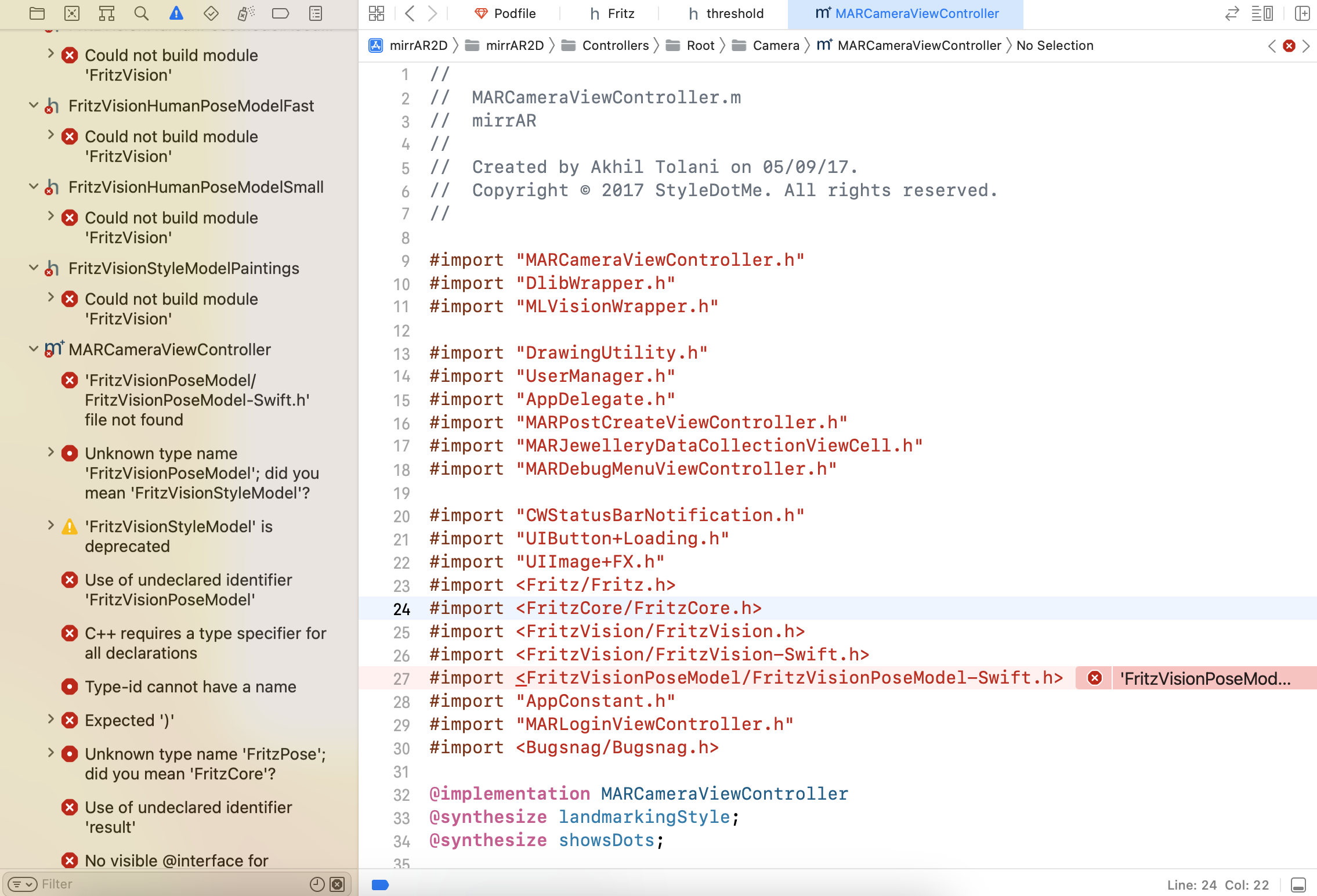 Not able to build the project after updating version 3.7.0 to 7.0.1 · Issue #3 · fritzlabs/fritz ...