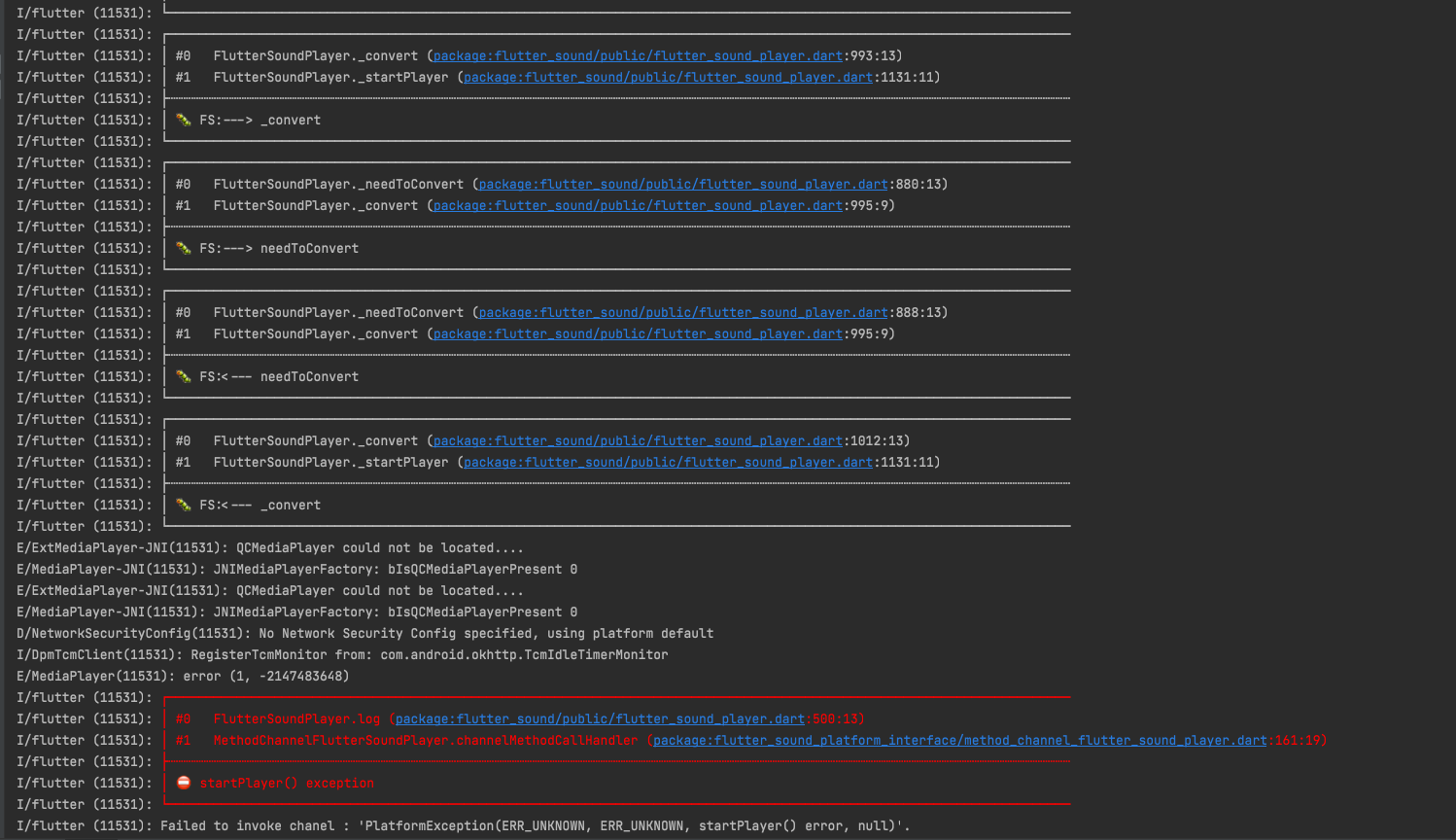 [HELP]: QCMediaPlayer could not be located.... · Issue #937 · Canardoux/flutter_sound · GitHub