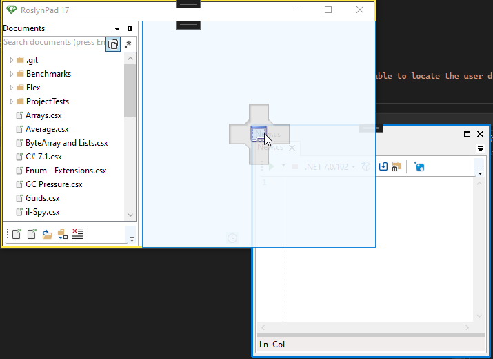 Drag n Drop Code Tab Moves Documents TreeView To Right Side · Issue #457 · roslynpad/roslynpad ...