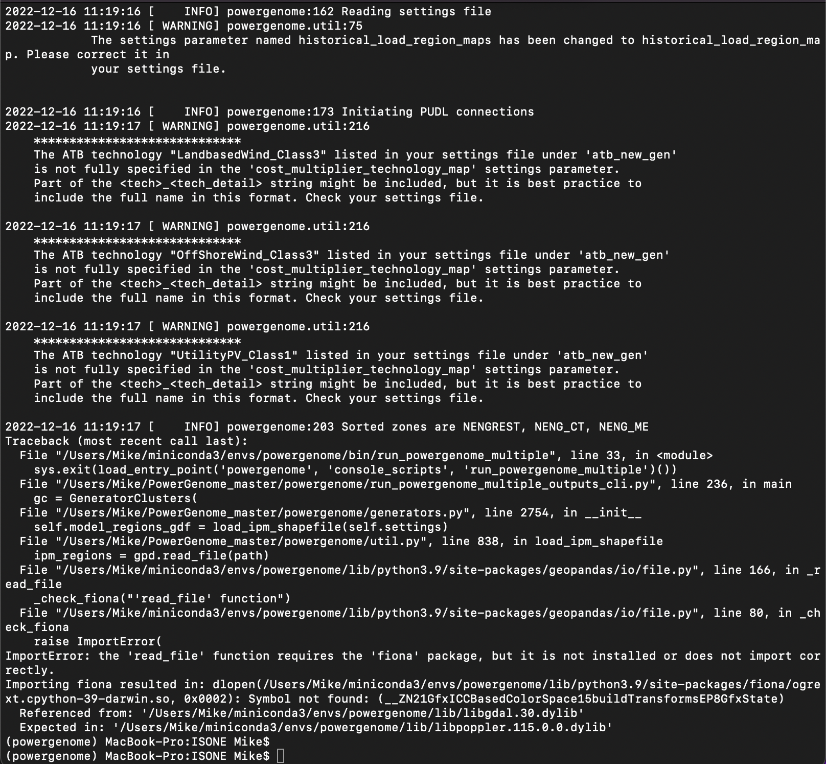 Fiona & Numpy Version Error · Issue #241 · PowerGenome/PowerGenome · GitHub