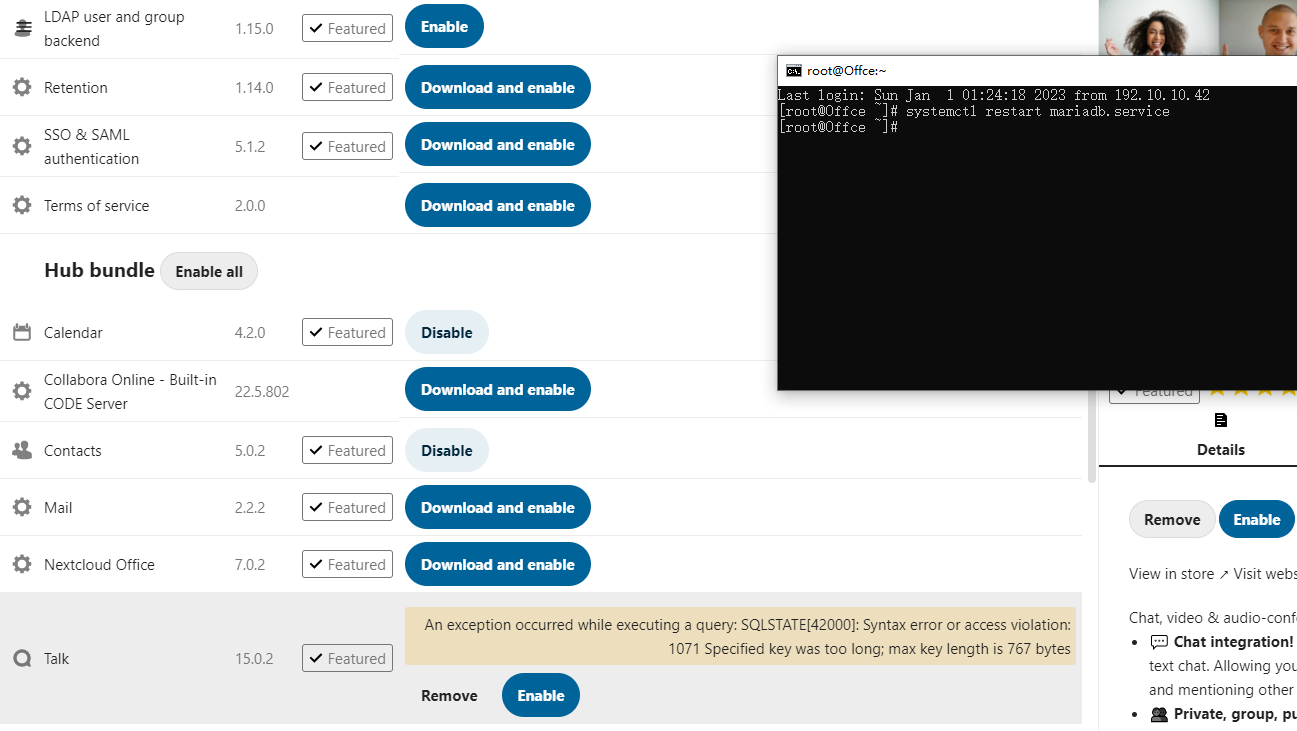 install talk 15.0.2 erro · Issue #8496 · nextcloud/spreed · GitHub