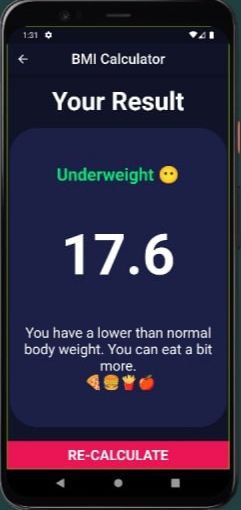 GitHub - SHahdAyman20/BMI-Calculator: Flutter App to calculate the Body Mass Index and show ...