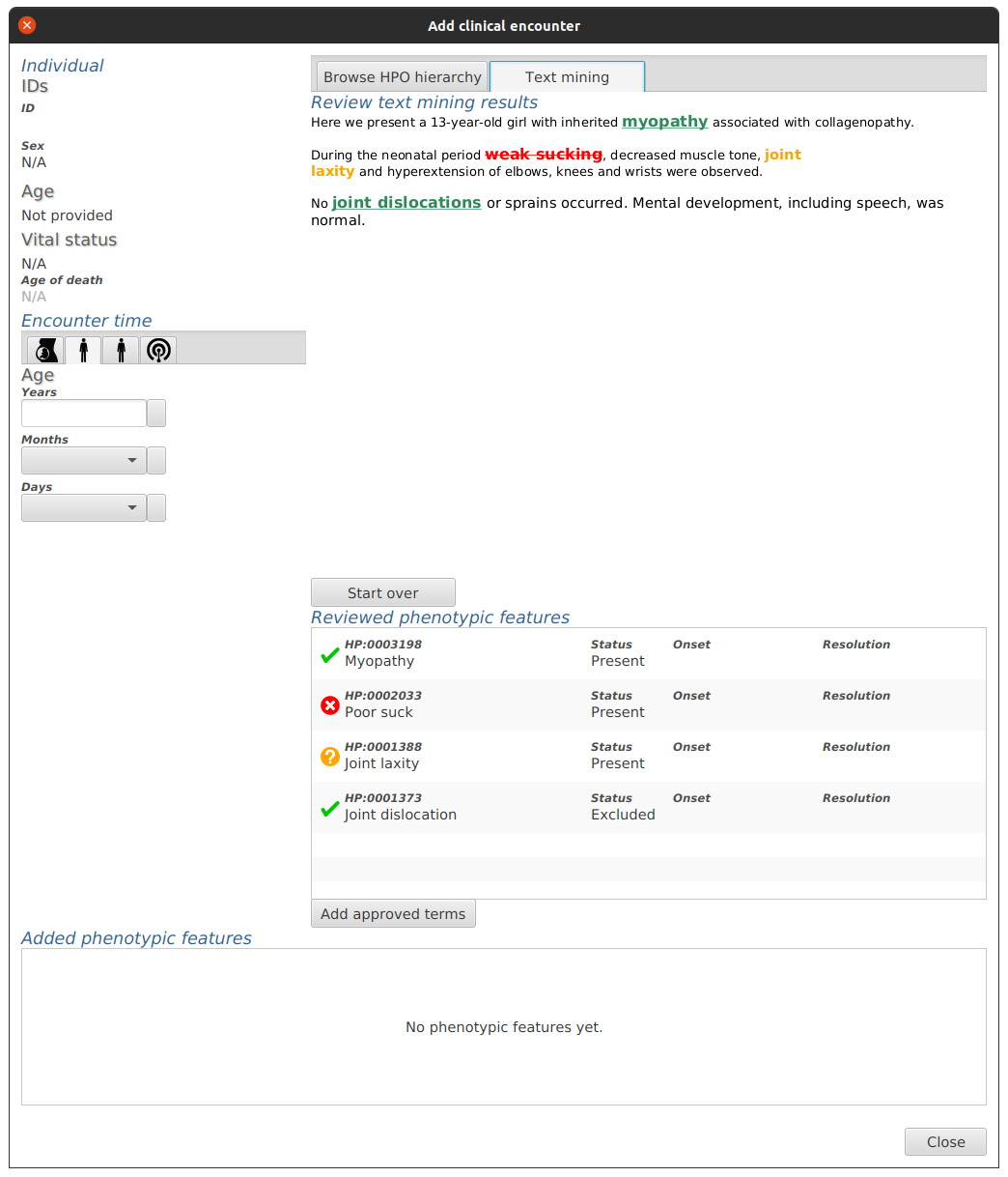 Draft text mining widget · Issue #93 · TheJacksonLaboratory/PhenopacketLab · GitHub