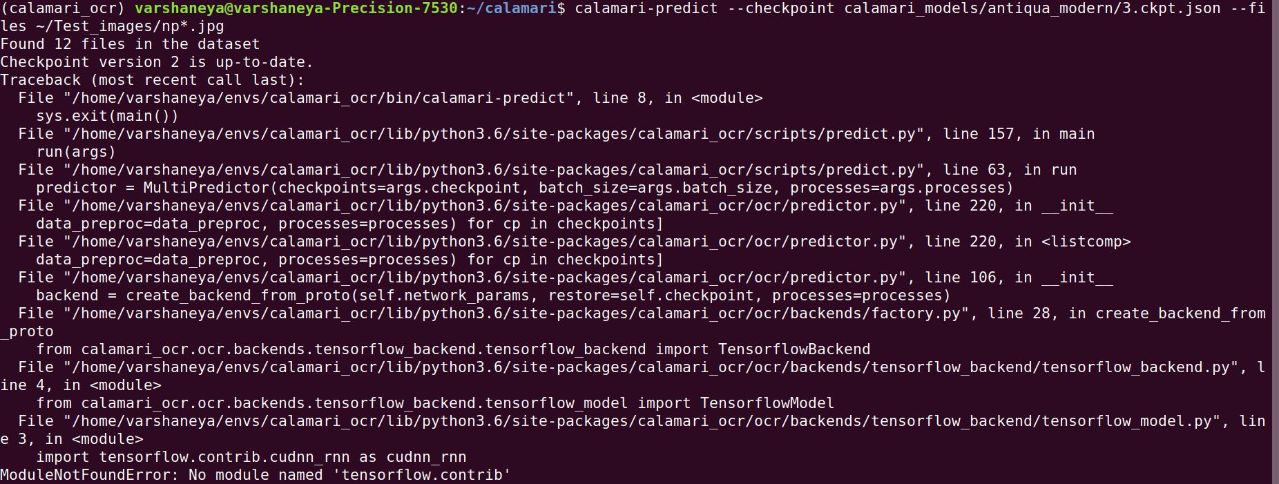 Tensorflow contrib not found · Issue #139 · Calamari-OCR/calamari · GitHub