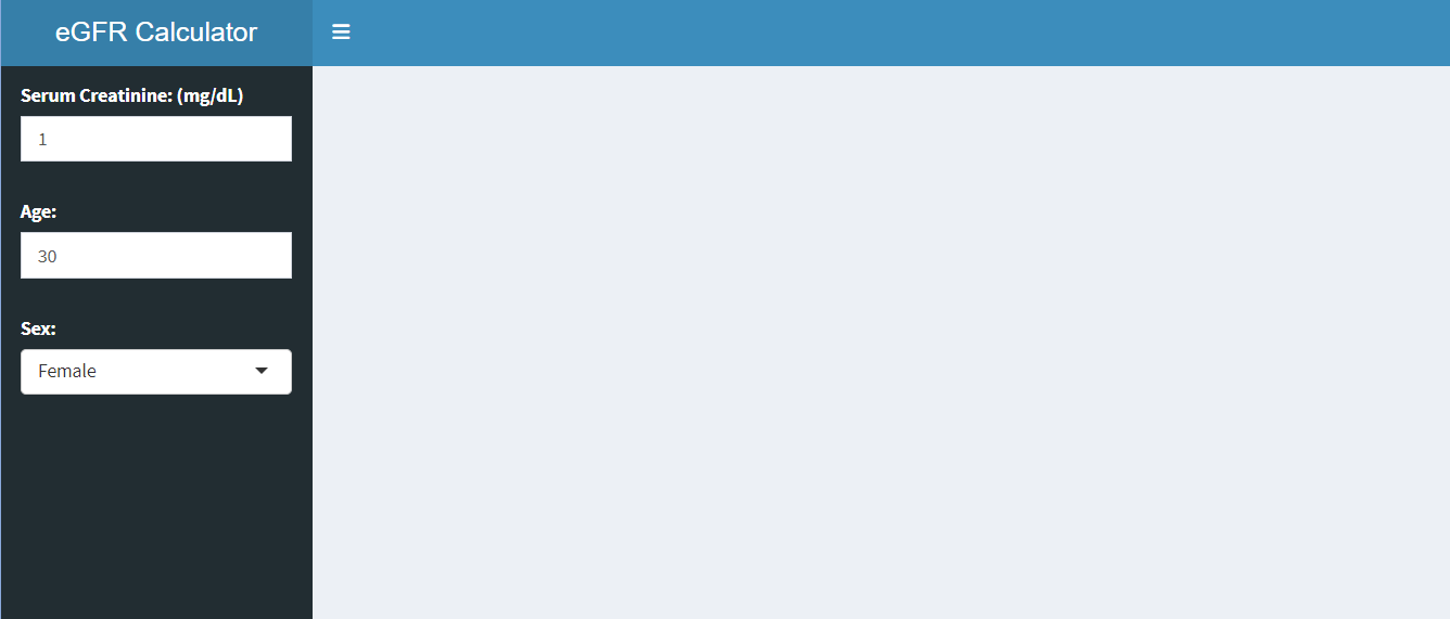 GitHub - sentfromthehub/shiny-eGFR: A Shiny app in R to estimate GFR from serum creatinine, age ...