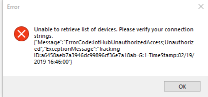 Get error, unable to retrieve list of devices · Issue #804 · Azure/azure-iot-sdk-csharp · GitHub
