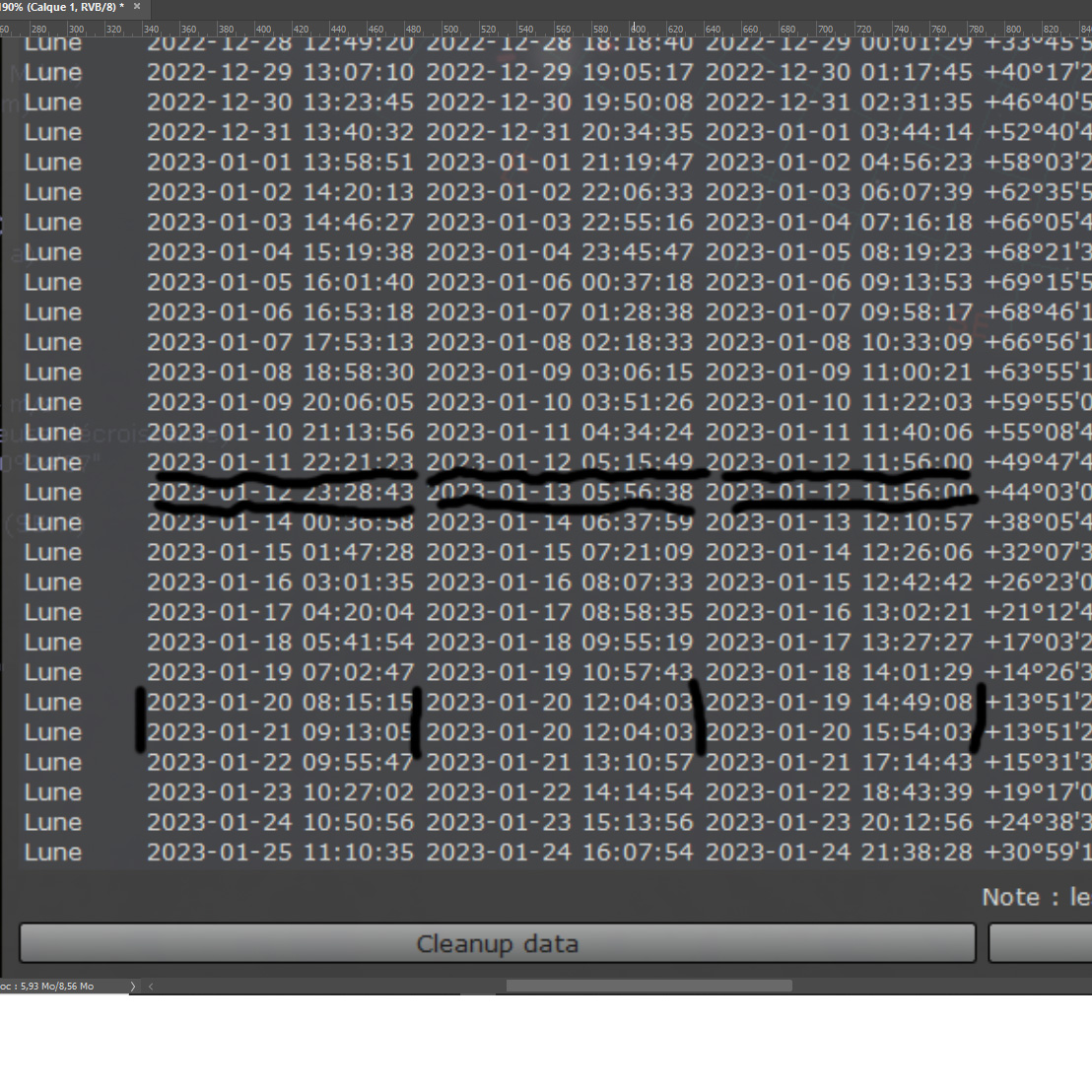 moon culmination data problem _ Problème données Culminations lune · Stellarium stellarium ...
