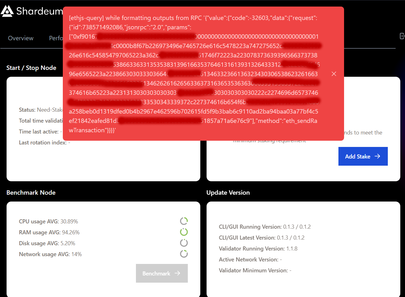 RPC Error `[ethjs-query] while formatting outputs from RPC "code":-32603, "id":6420567001889 ...