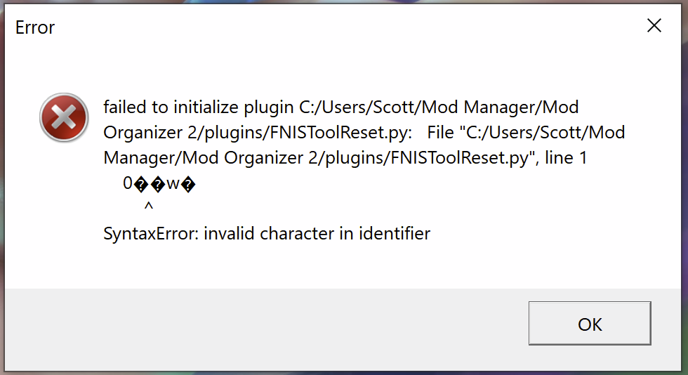 Failed To Initialize Plugin Invalid Character · Issue 1773 · Modorganizer2modorganizer · Github