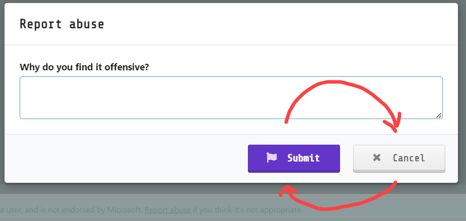 Share page report abuse dialog: Submit button should be rightmost action · Issue #5518 ...
