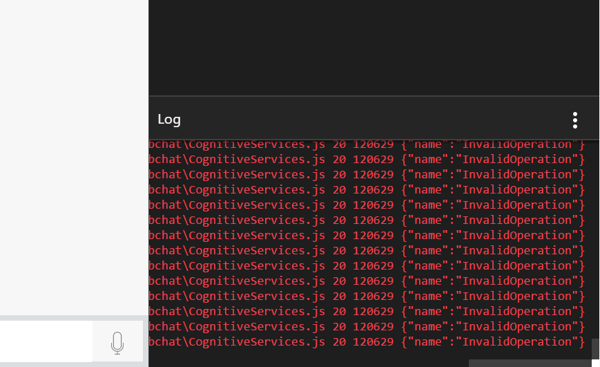 CognitiveServices.js failing continuously, with verbose logging · Issue ...