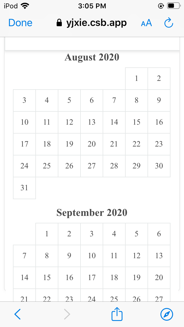 IOS Safari Only The Visible Part Of The Calendar Is Rendered container Isn t Scrollable 