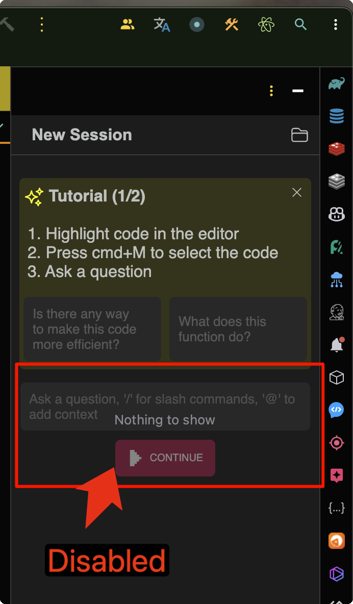 All UI controls in the tool window are disabled · Issue #537 · continuedev/continue · GitHub