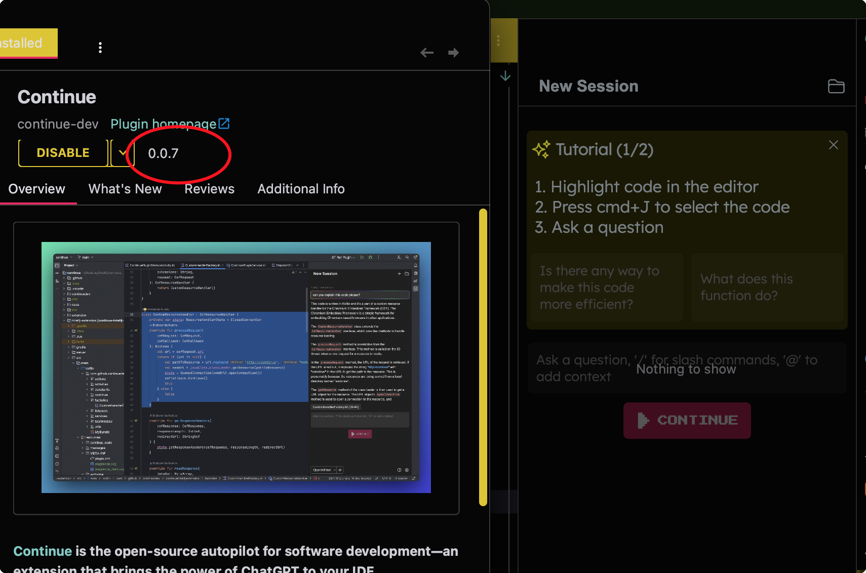 All UI controls in the tool window are disabled · Issue #537 · continuedev/continue · GitHub