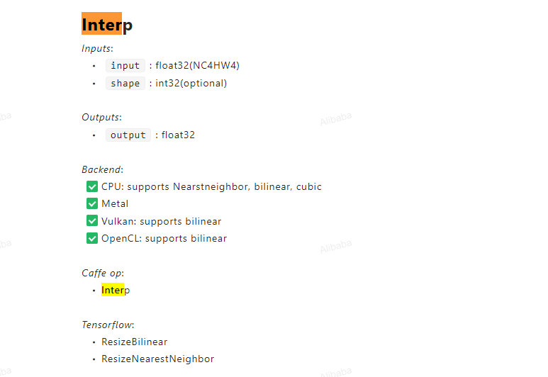 MNN interp算子支持的插值方式 · Issue #1837 · alibaba/MNN · GitHub