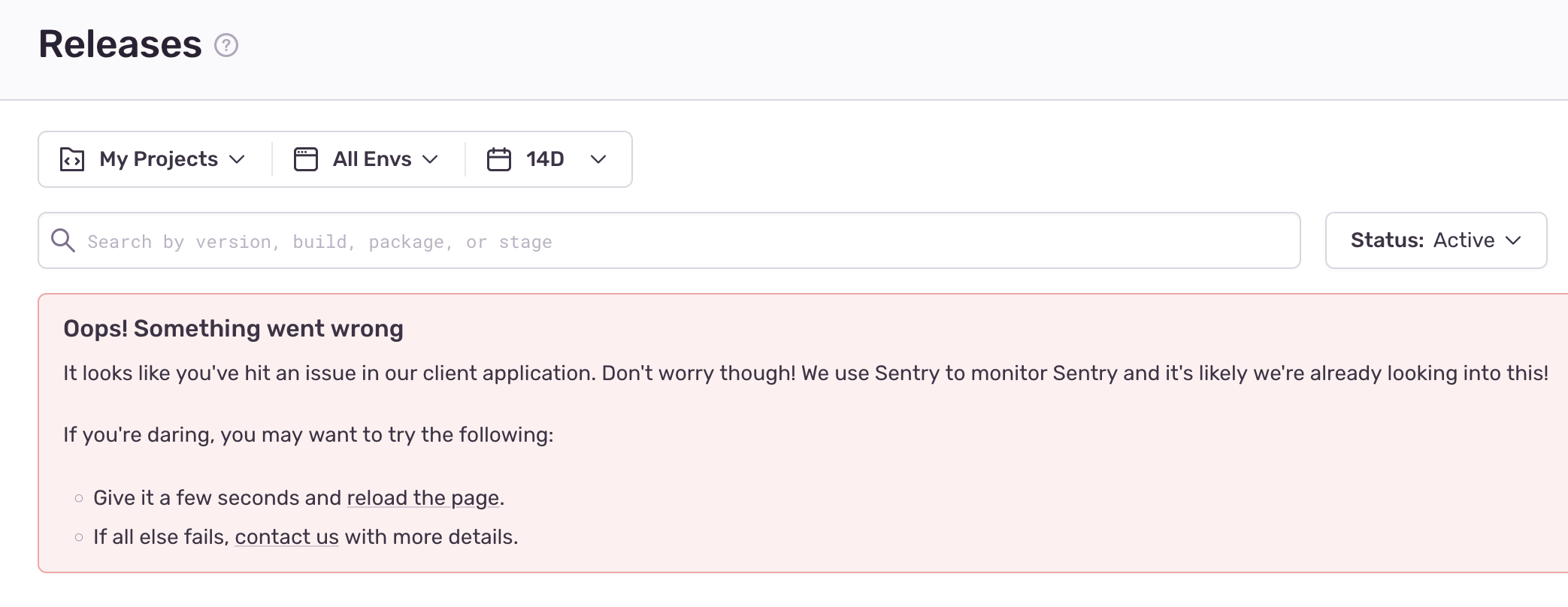 Sentry QueryExecutionError / Releases not working · Issue #45306 · getsentry/sentry · GitHub