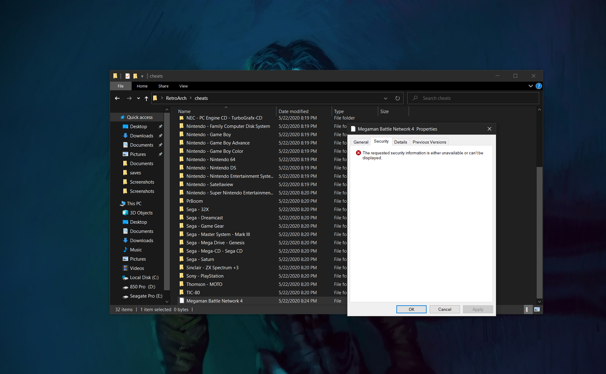 RetroArch downloading non deleteable cheat file. (Megaman Battle ...