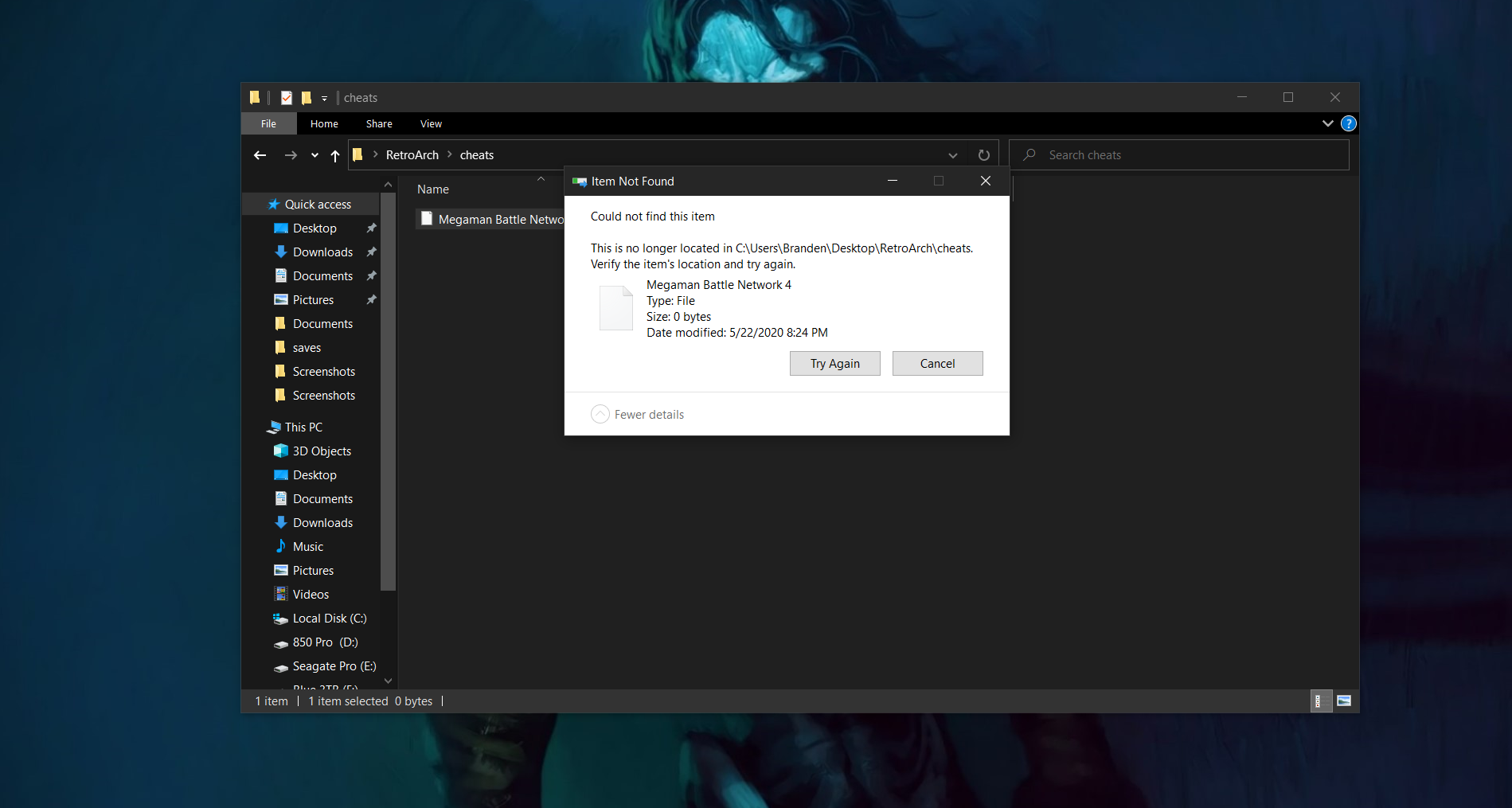 RetroArch downloading non deleteable cheat file. (Megaman Battle ...