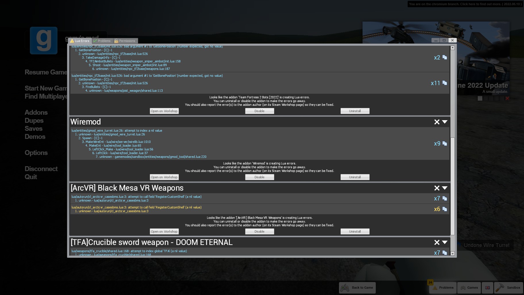 {FIXED} Wiremod turrets lua error and not showing GUI. Found on 02/01/2023 · Issue #2524 ...