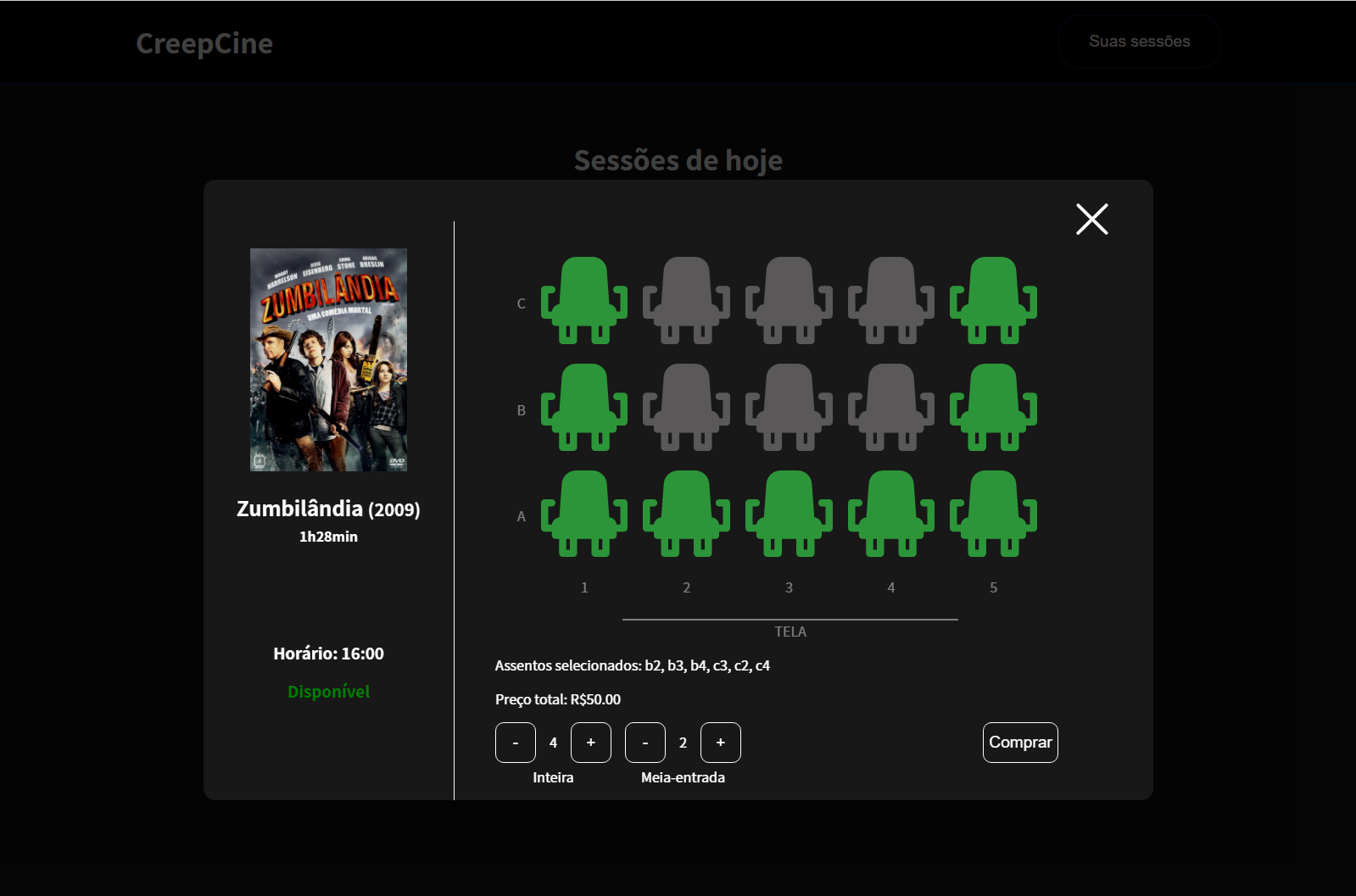 GitHub - caamps/creepcine: Interface de compra de ingressos para cinemas criada em React