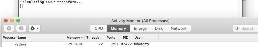 OOM when calculating transform · Issue #363 · lmcinnes/umap · GitHub