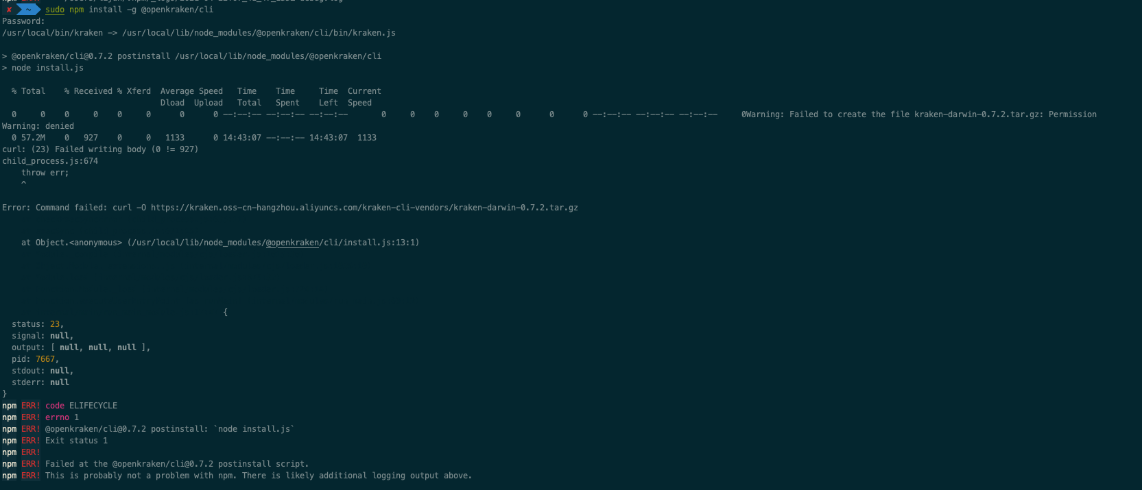 Mac 安装脚手架失败 · Issue #175 · openkraken/kraken · GitHub