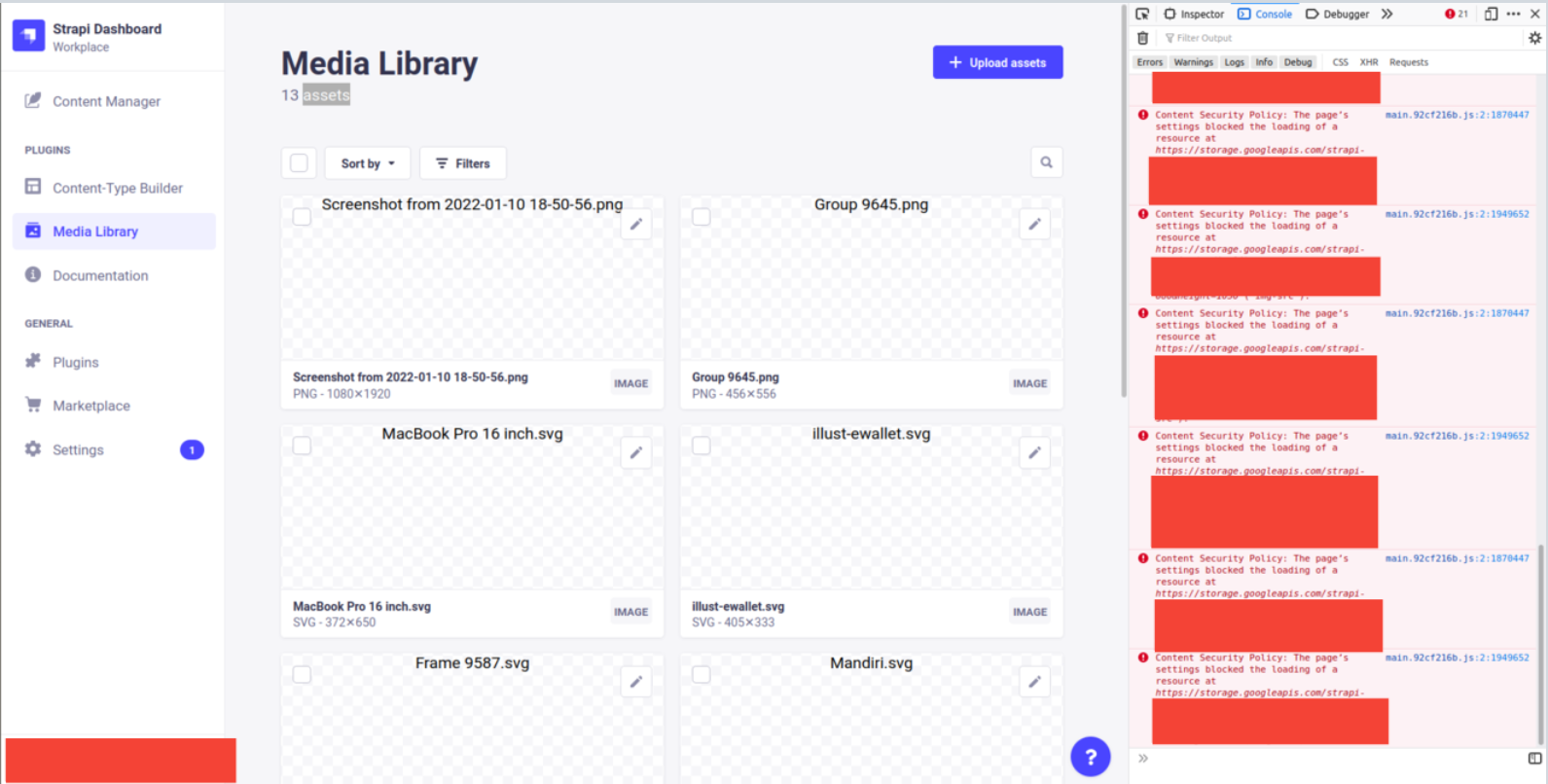 CSP violation when accessing public files on Cloud Storage via application · Issue #117 · strapi ...