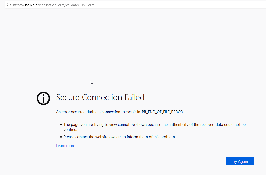 ssc.nic.in - "Secure connection failed" when accessing the site · Issue ...