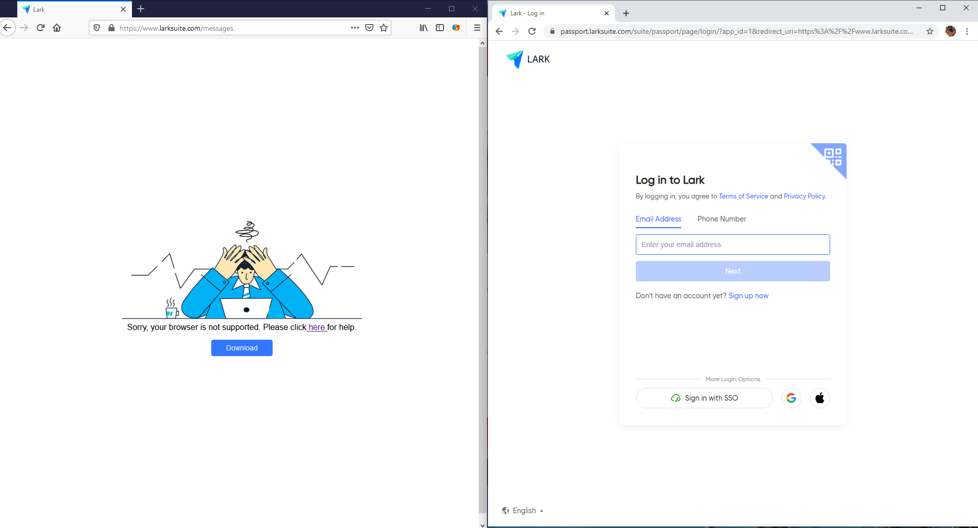 larksuite.com - Firefox not supported · Issue #66816 · webcompat/web-bugs · GitHub