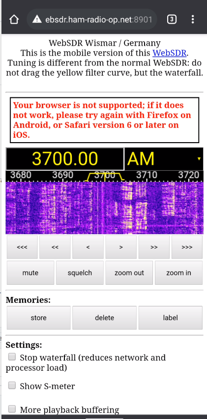 dlwis-websdr.ham-radio-op.net:8901 - Chrome browser is not supported ...