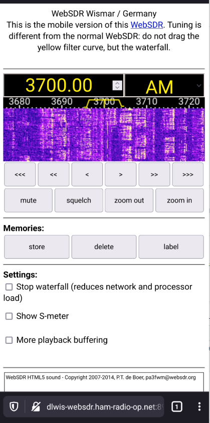 dlwis-websdr.ham-radio-op.net:8901 - Chrome browser is not supported ...