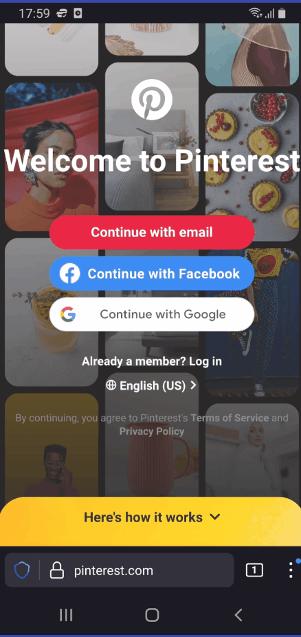Unable to sign in on Pinterest on Android browsers without multiple ...