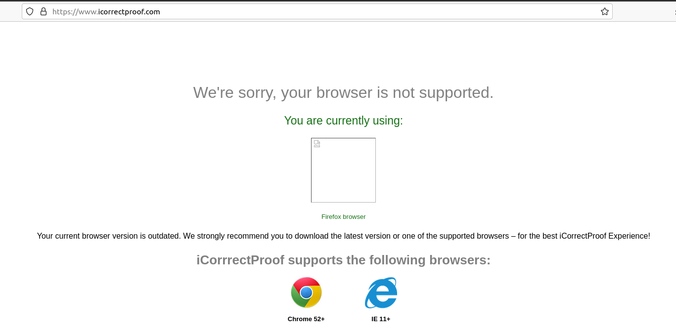 www.icorrectproof.com - Firefox is unsupported browser · Issue #77721 · webcompat/web-bugs · GitHub