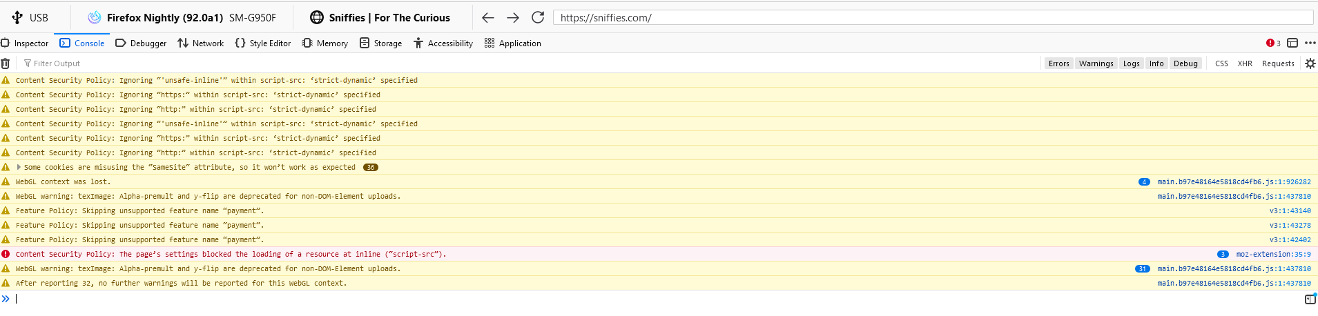sniffies.com - Unable to get location · Issue #81320 · webcompat/web-bugs · GitHub