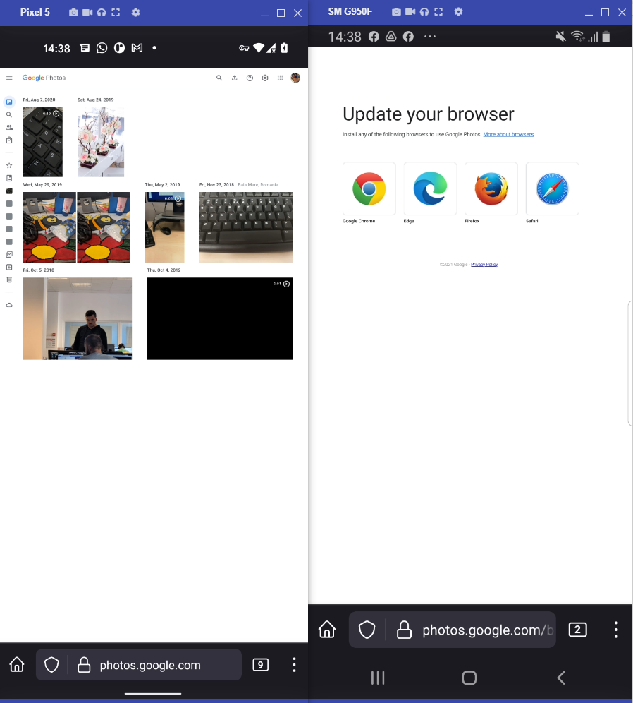 photos.google.com - Browser unsupported message shown after selecting ...