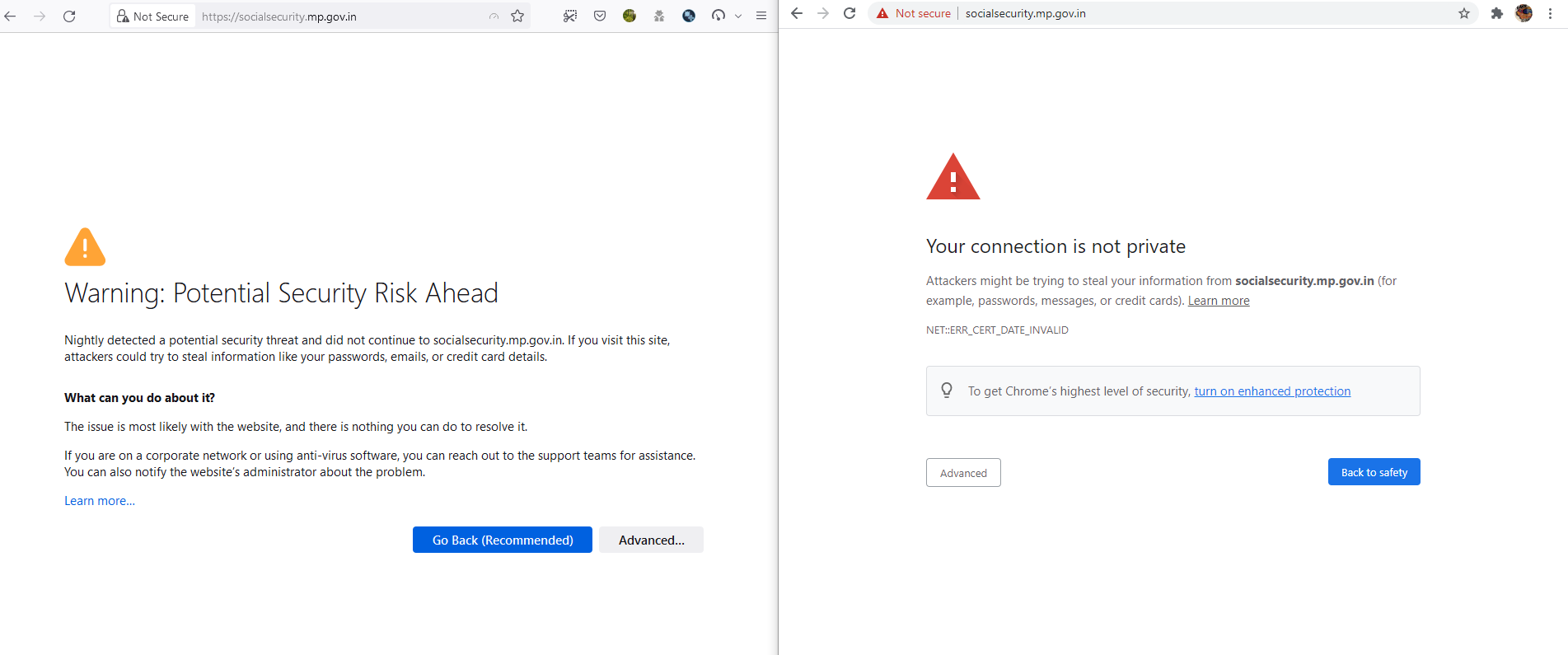 socialsecurity.mp.gov.in - "Secure connection failed" when accessing the site · Issue #51756 ...