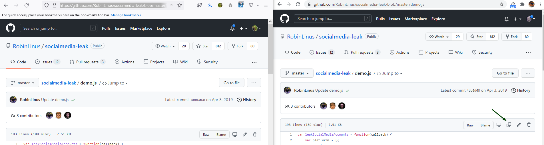github.com - "Copy raw contents" feature is not available on Firefox ...