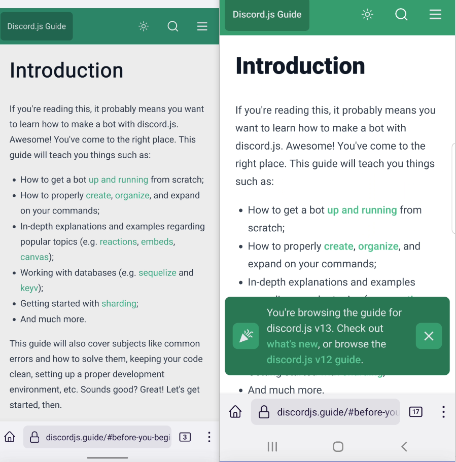 discordjs.guide - site is not usable · Issue #97615 · webcompat/web-bugs · GitHub