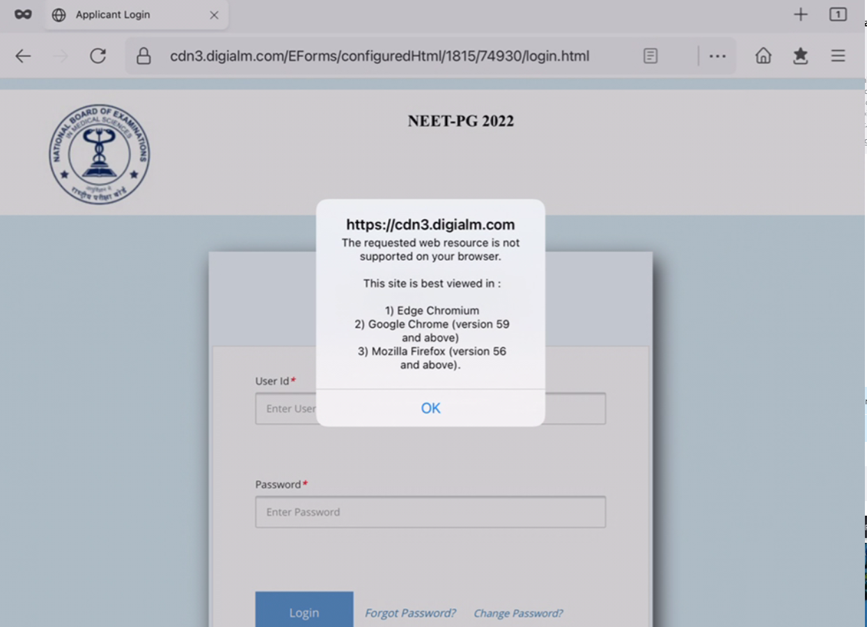 cdn3.digialm.com - Browser is unsupported when accessing the site · Issue #98619 · webcompat/web ...