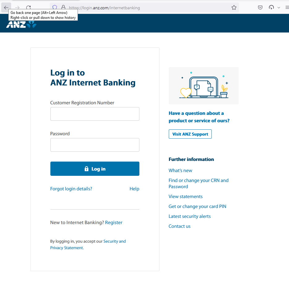 login.anz.com - "Warning: Potential Security Risk Ahead" when accessing ...
