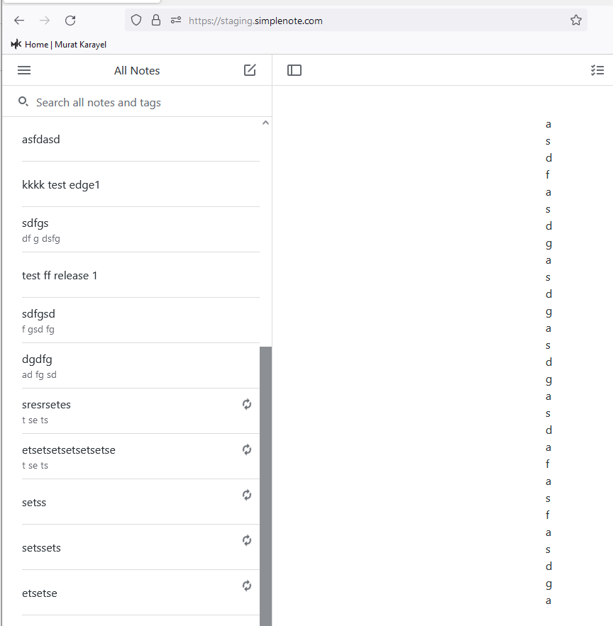 staging.simplenote.com - Notes are not synced on Firefox/Chrome v.100 ...