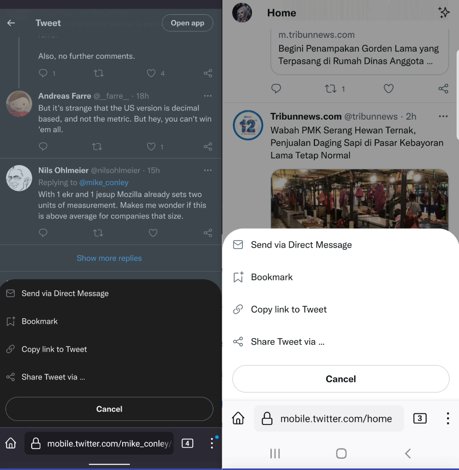 mobile.twitter.com - Incorrect option selected when trying to copy link ...