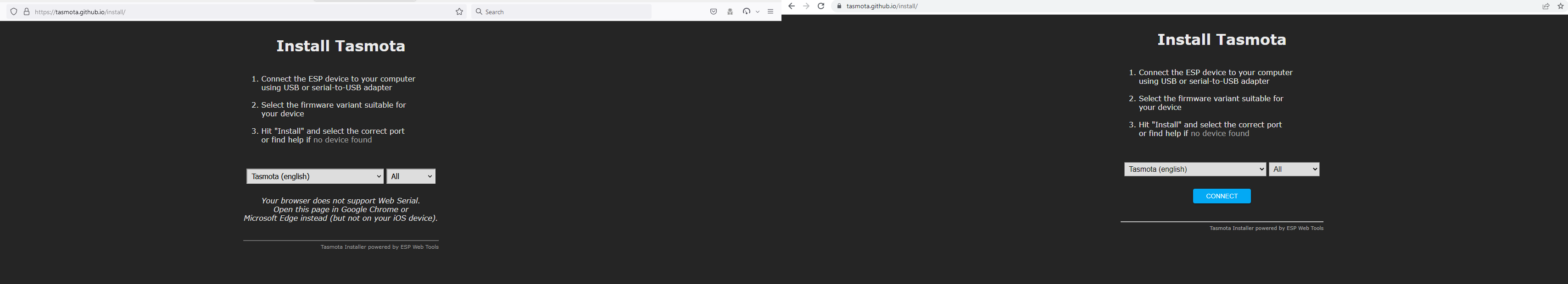tasmota.github.io - Firefox is unsupported browser · Issue #106561 · webcompat/web-bugs · GitHub