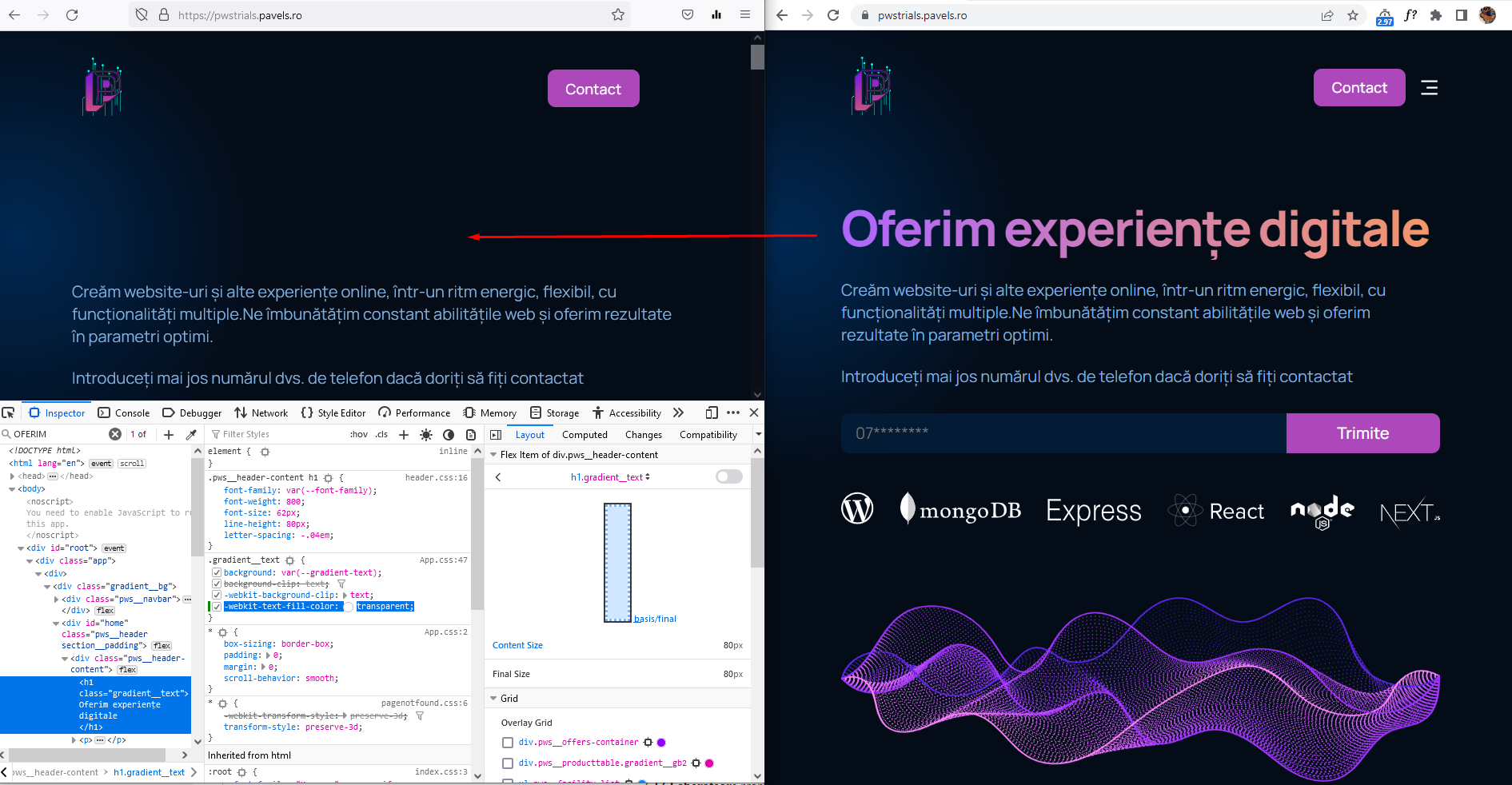 pwstrials.pavels.ro - Gradient text headings are not displayed properly · Issue #109511 ...