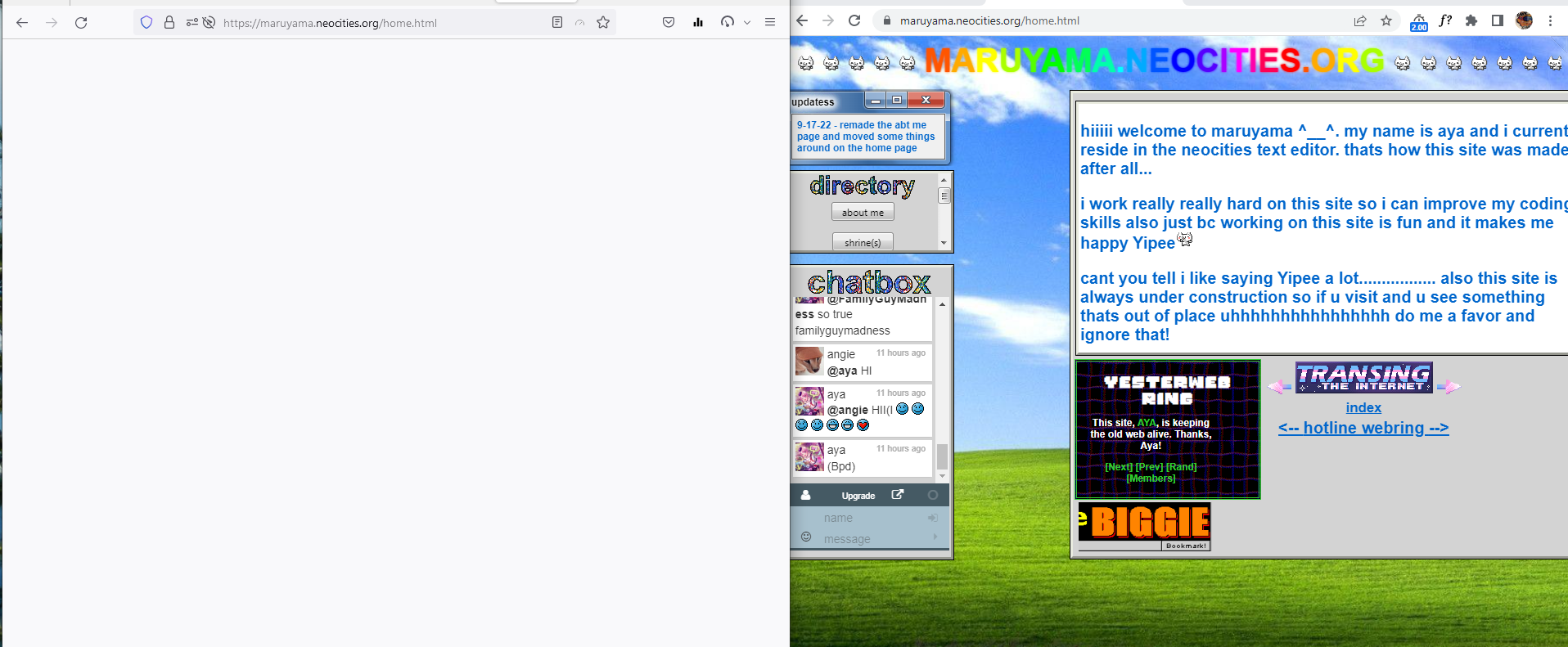 maruyama.neocities.org - The page becomes blank and the tab unresponsive when accessing the site ...